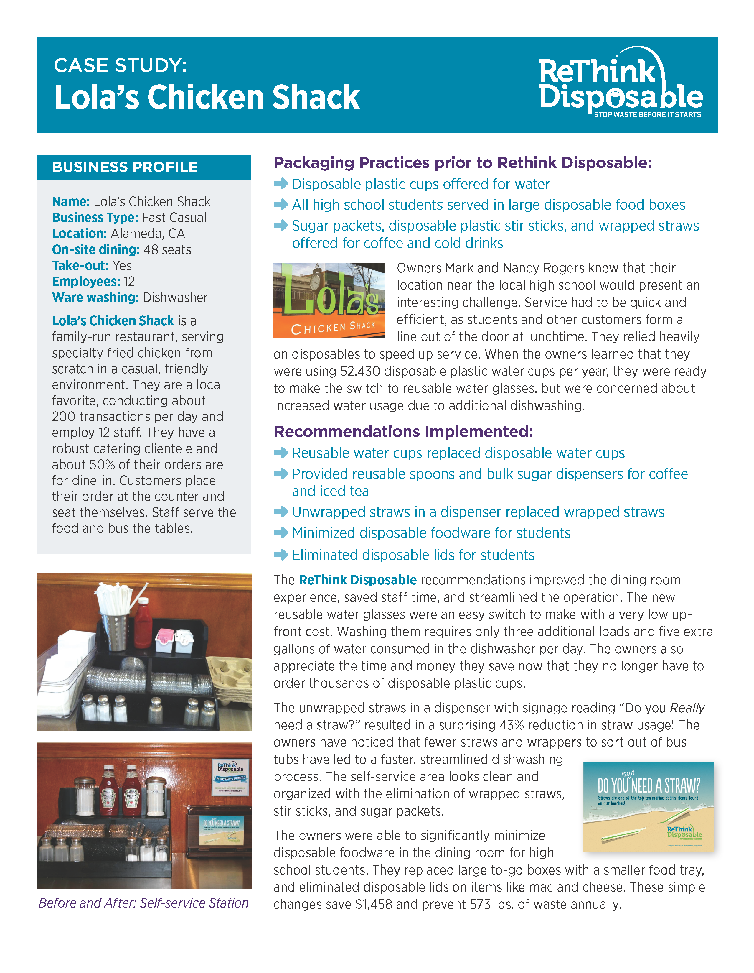 ReThink Disposable Case Study & Video | Lola's Chicken Shack | Clean Water Fund